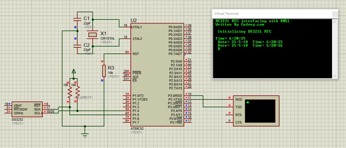 Using Real Time Clock Rtc Ds3231 With 8051 Microcontroller Codrey Electronics