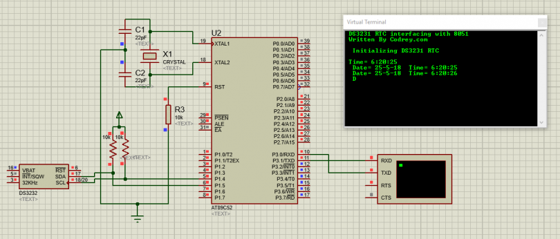 Using Real Time Clock (RTC) DS3231 with 8051 Microcontroller - Codrey ...