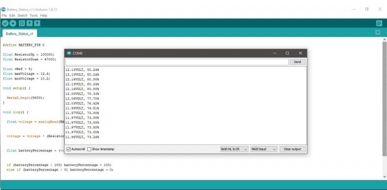 Arduino Battery Status Monitor v1 - Codrey Electronics