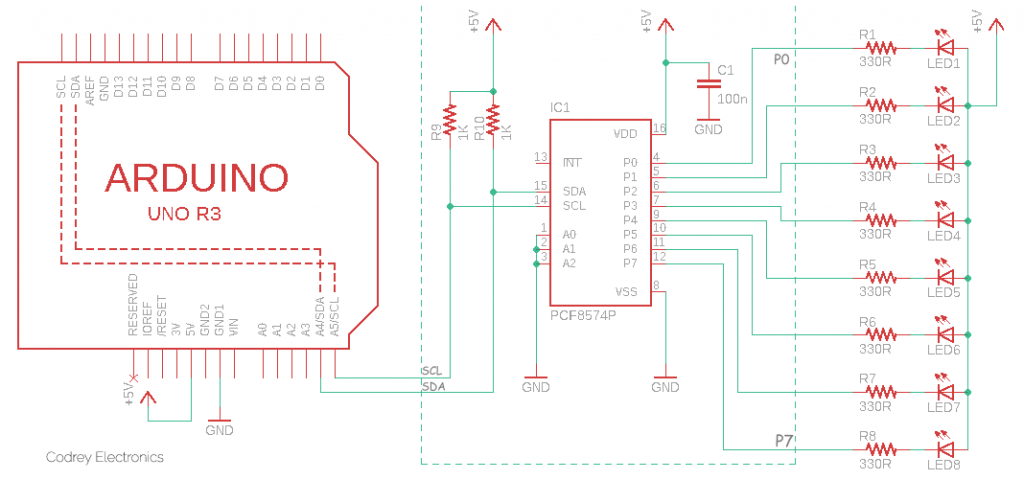 I2C LED Knight Rider - Codrey Electronics