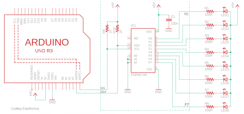 I2C LED Knight Rider - Codrey Electronics